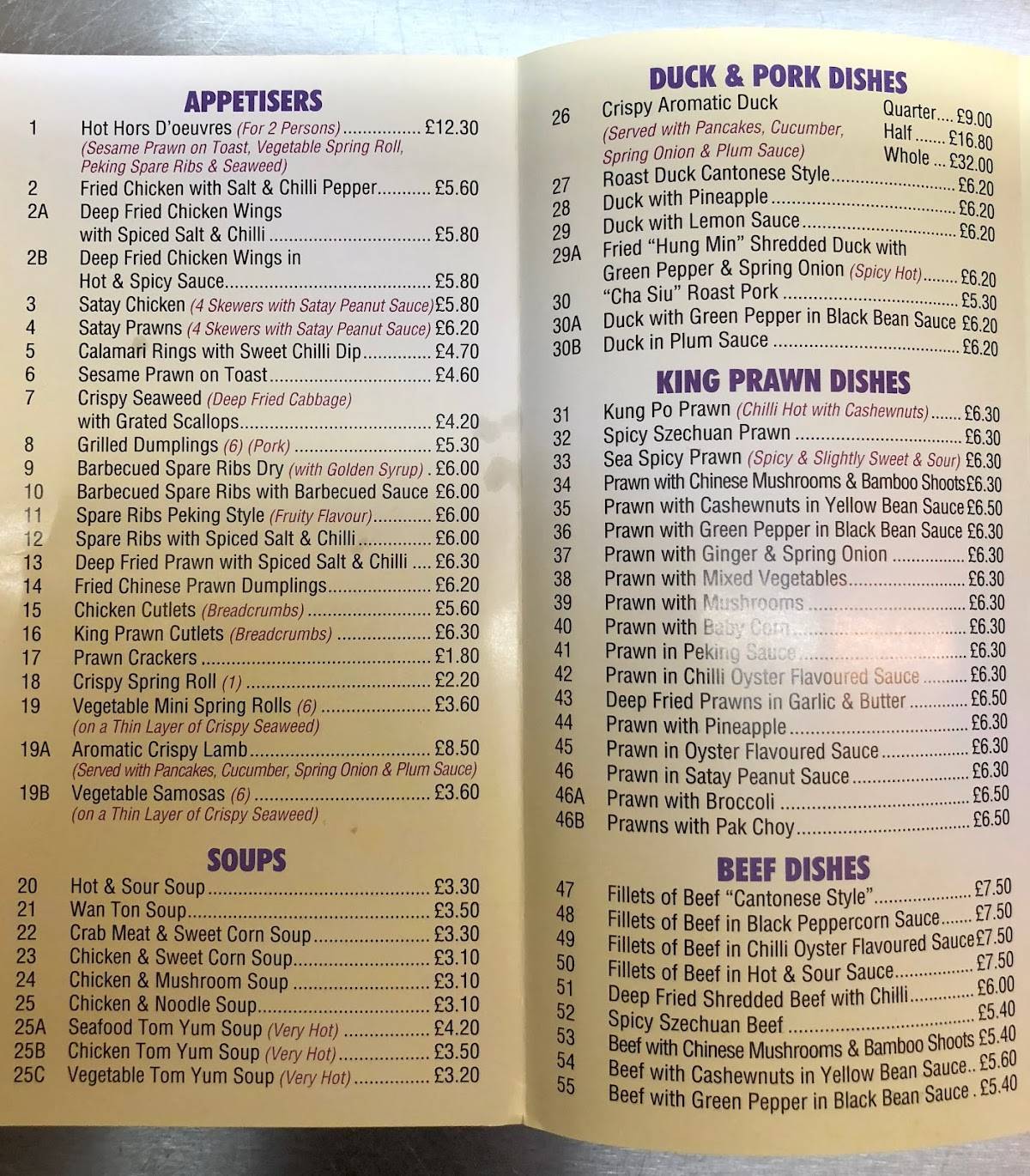 Menu at China Chef fast food, Long Ditton