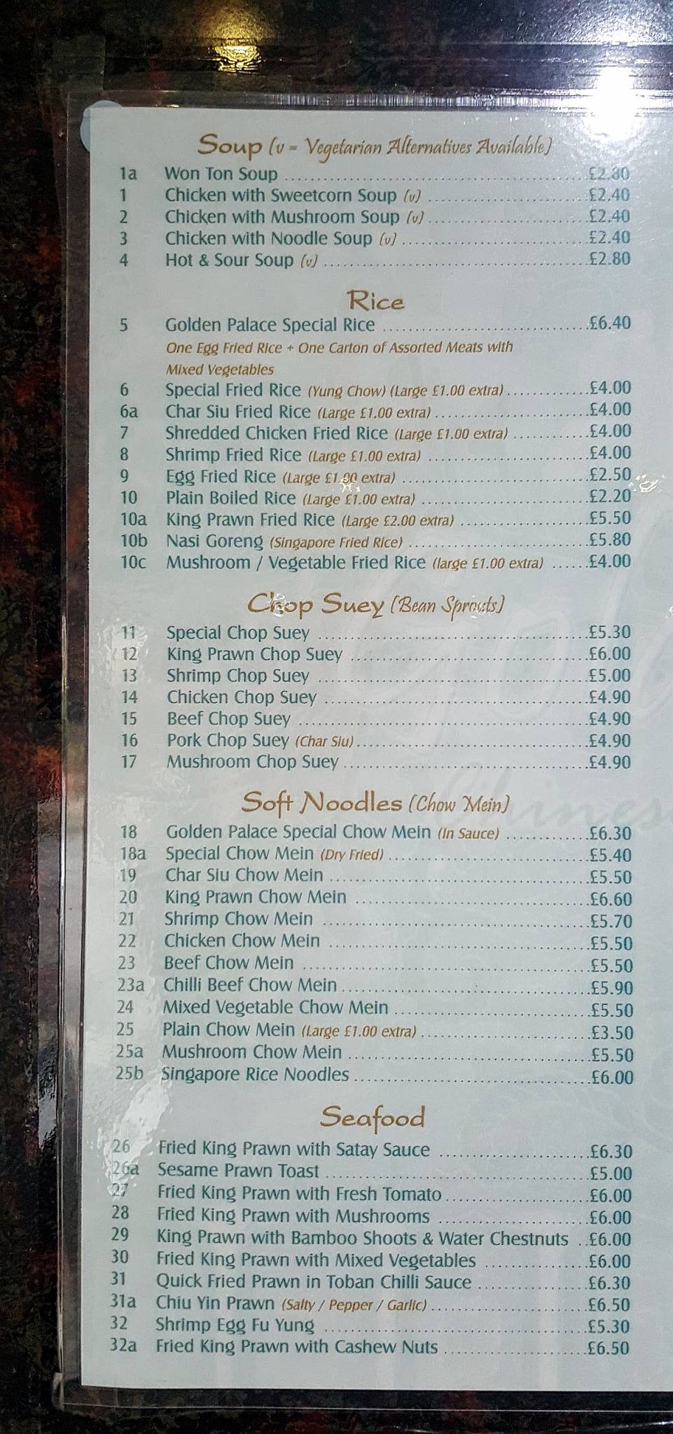 Menu at Golden Palace Chinese Take Away fast food, Witney, The ...