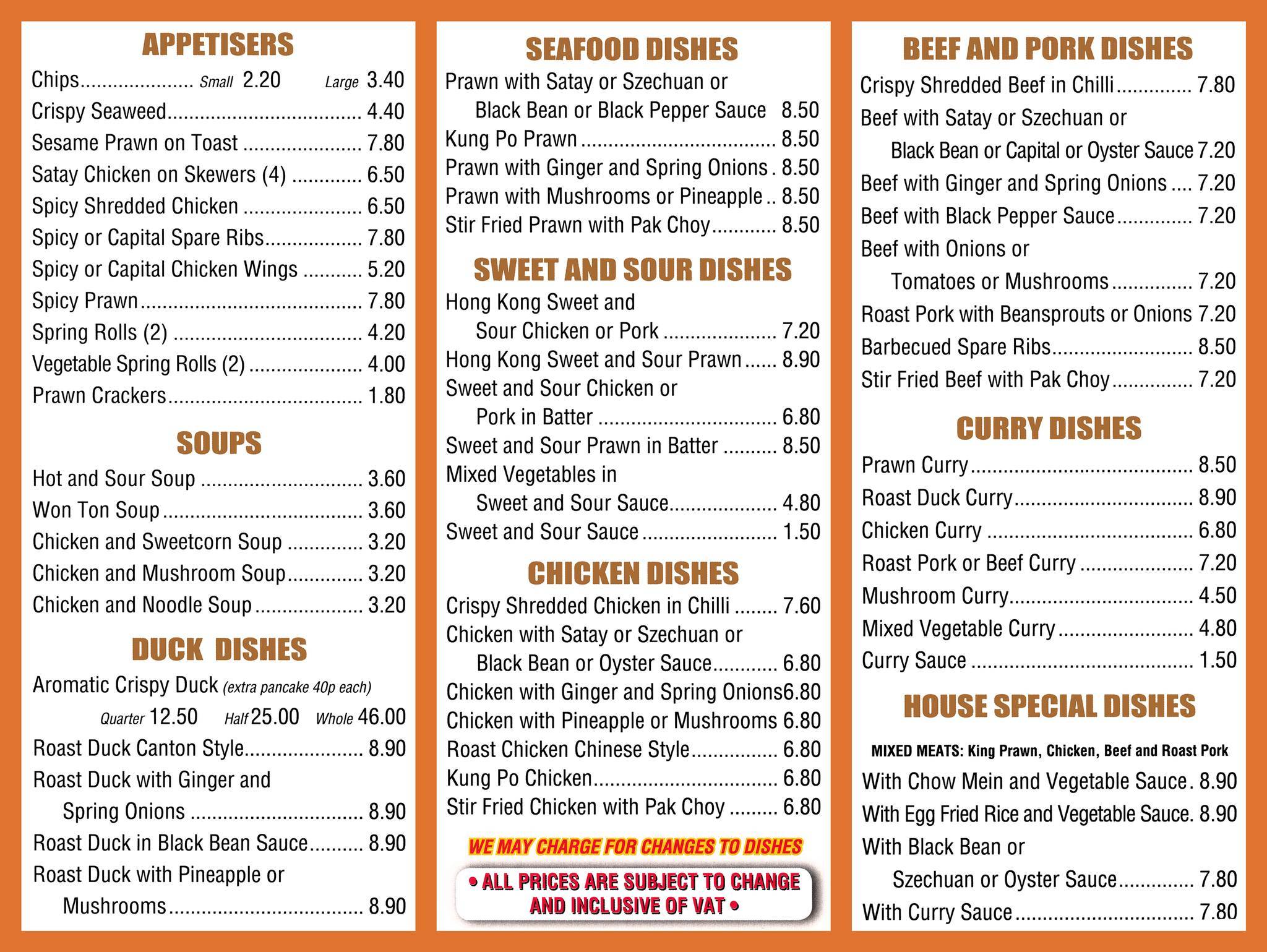 Menu at Golden Phoenix fast food, Maidenhead