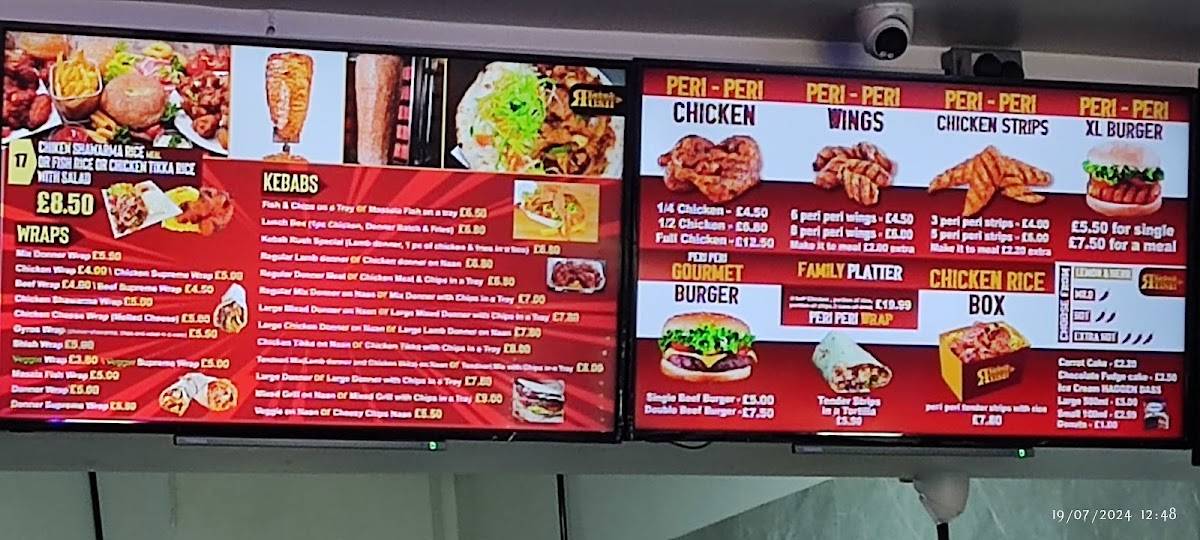 Menu at Kebab Rush fast food, Coventry