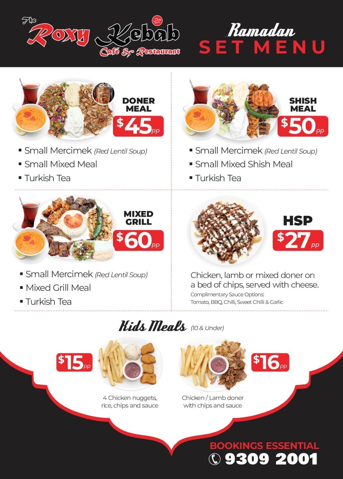 Menu at Roxy Kebabs & Cafe Coolaroo, Coolaroo, 1a/2-10 Reservoir Dr