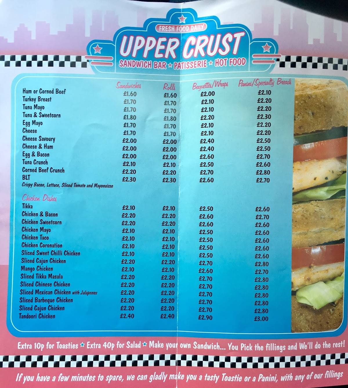 Menu at The Upper Crust Sandwich Shop Motherwell fast food, Motherwell, 2 Gavin St