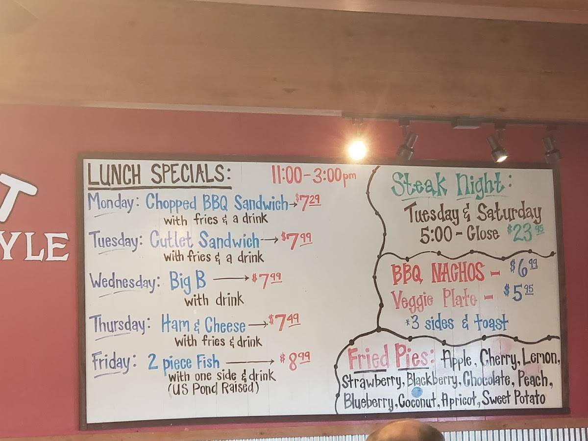 Menu at Fat Boys BBQ, Caddo Valley