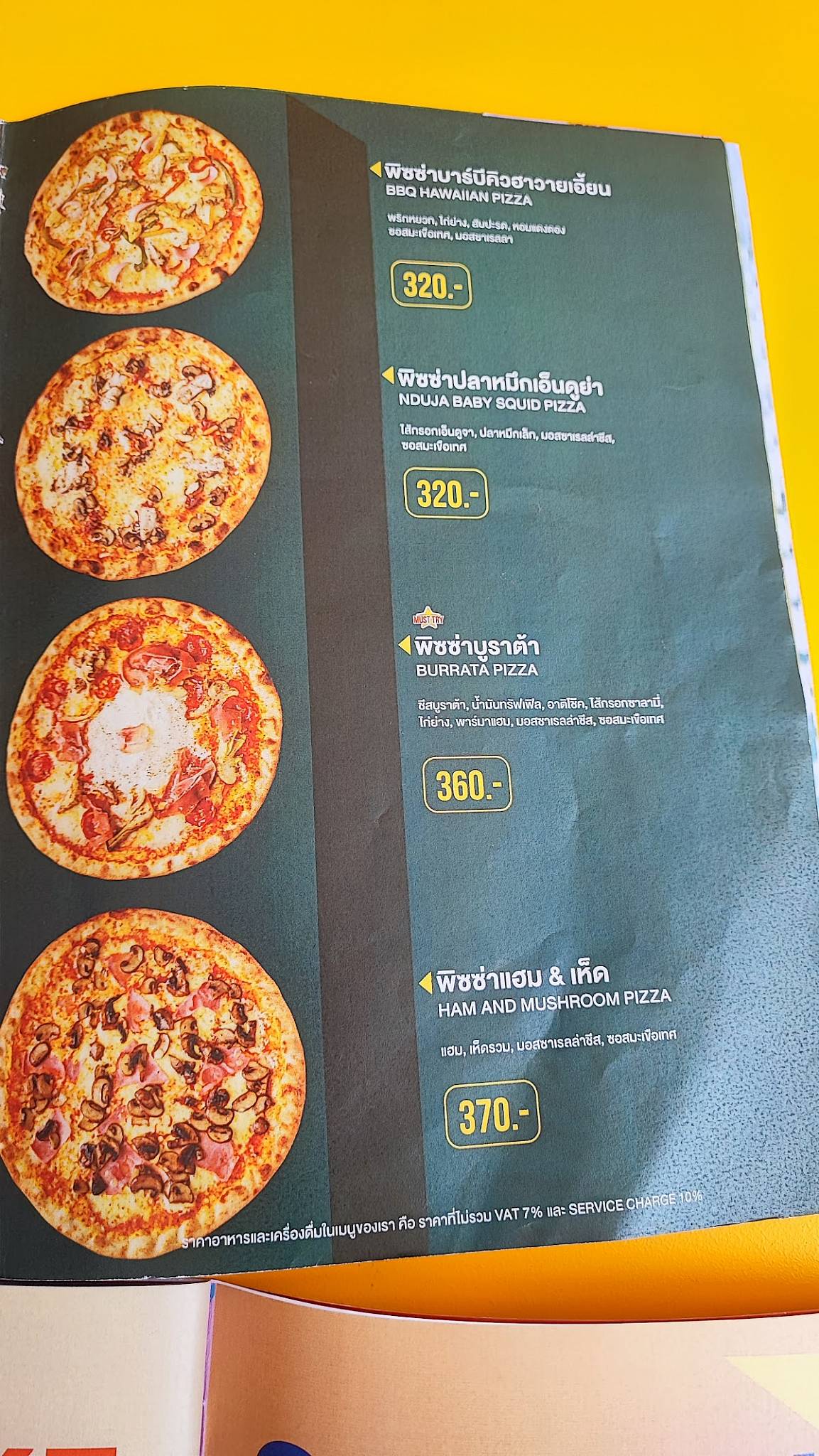 Menu at Fat Coco Seafood Club, Pattaya City