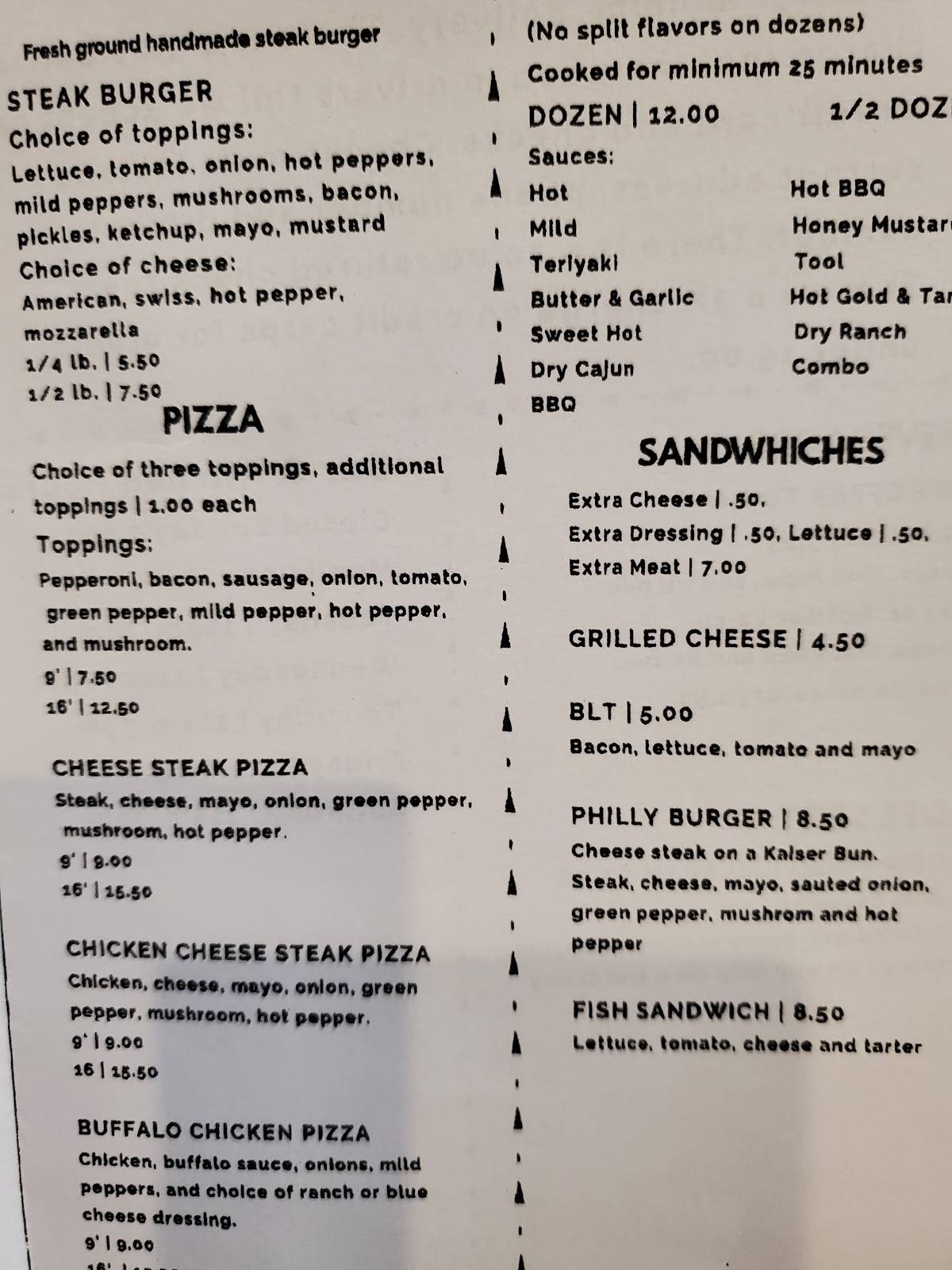 Menu at Fat Kid's Sports Bar, DuBois
