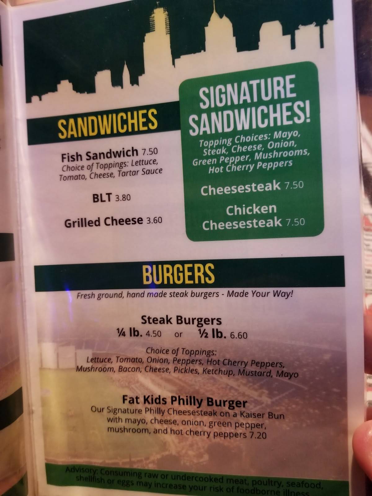 Menu at Fat Kid's Sports Bar, DuBois