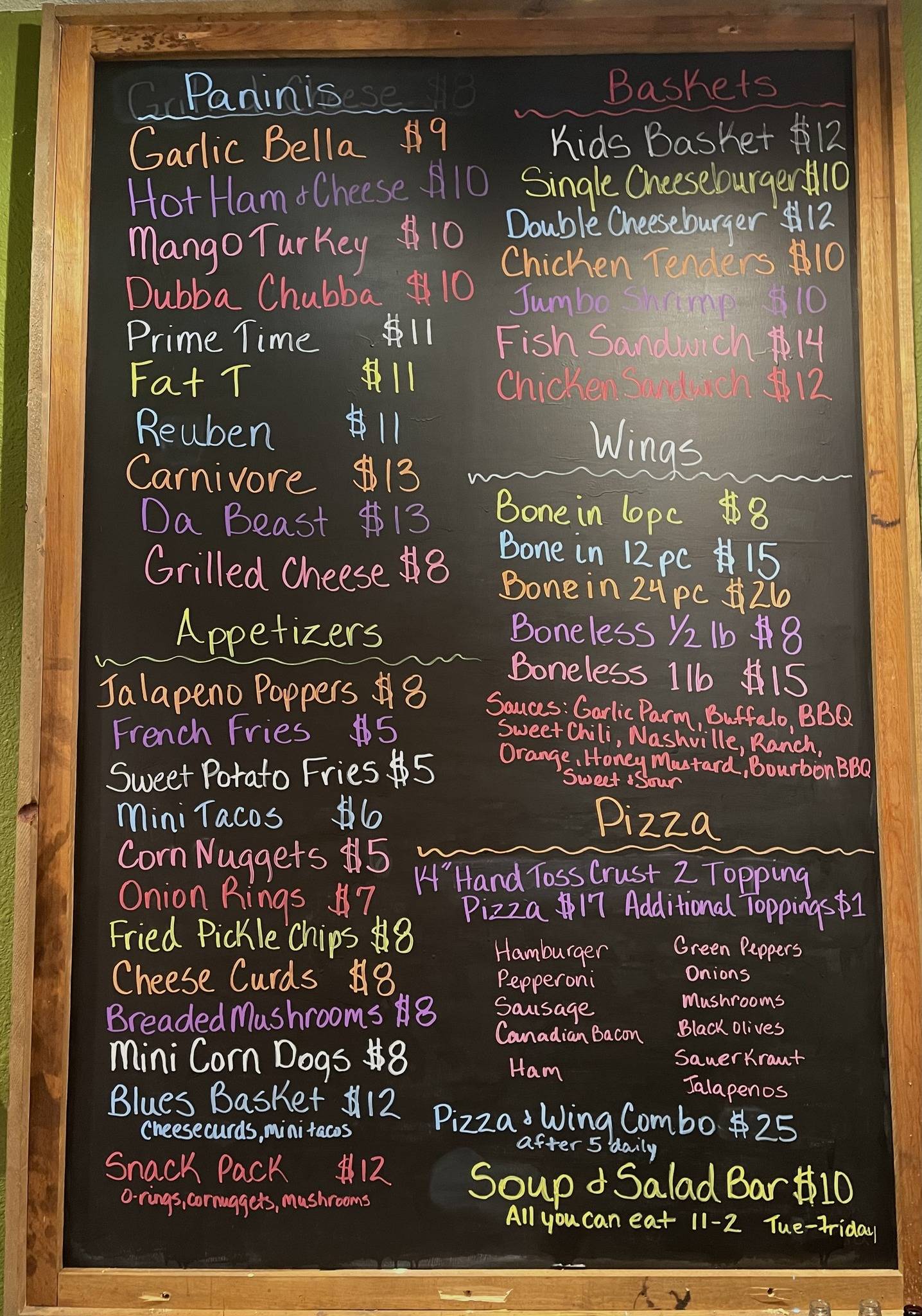 Menu at Fat T’s Cafe, Cresco