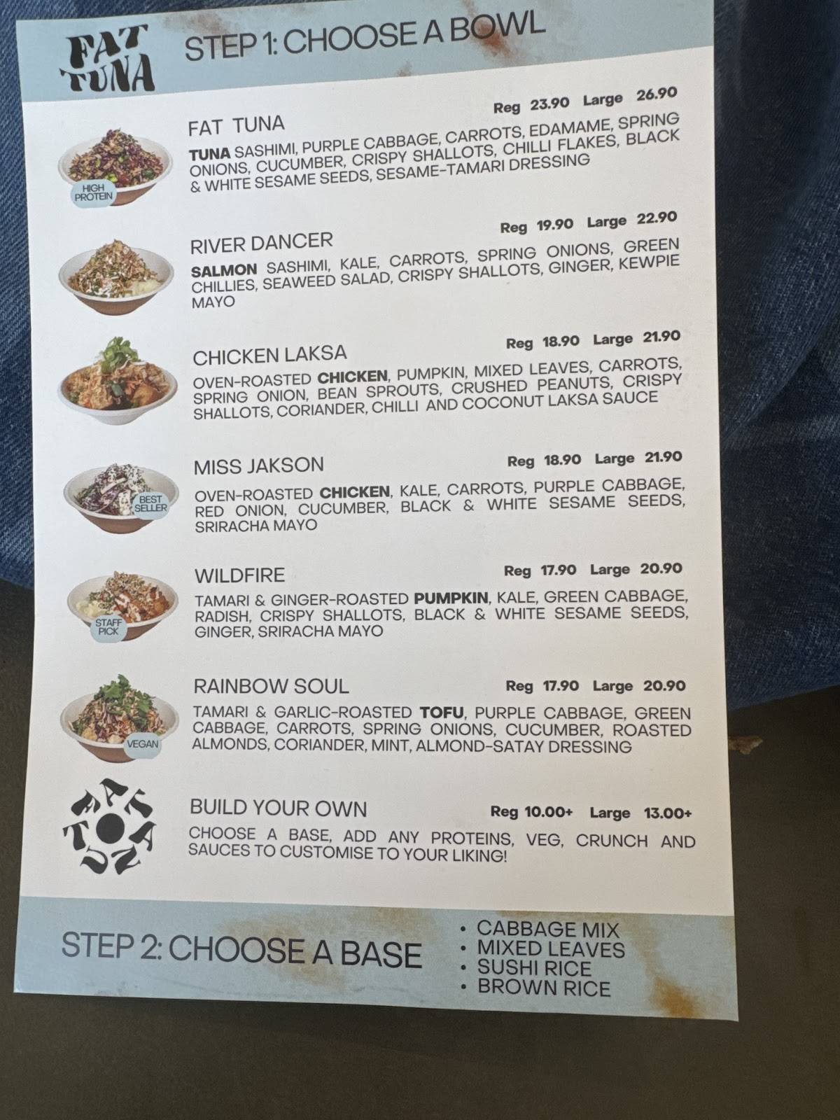 Menu at Fat Tuna restaurant, Darwin City