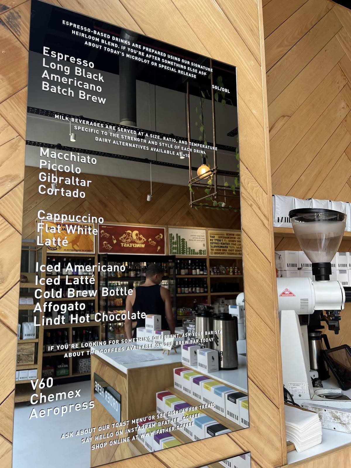 Menu at Father Coffee Rosebank cafe, Johannesburg, The Zone