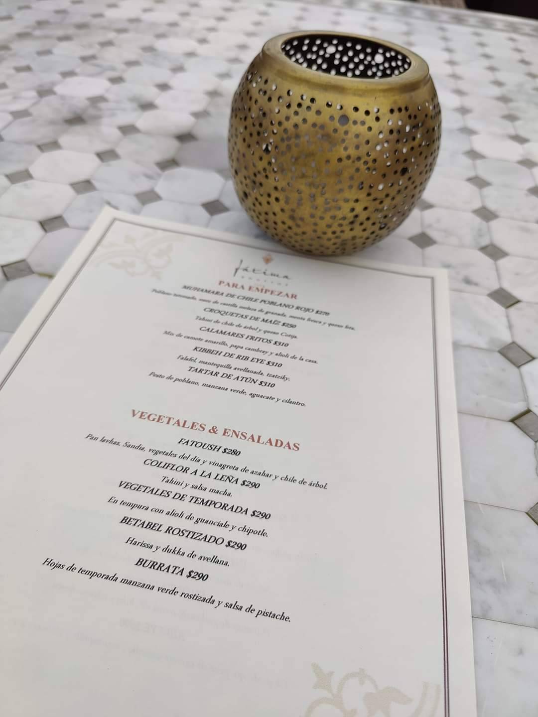 Menu at Fátima 7 Rooftop restaurant, San Miguel de Allende