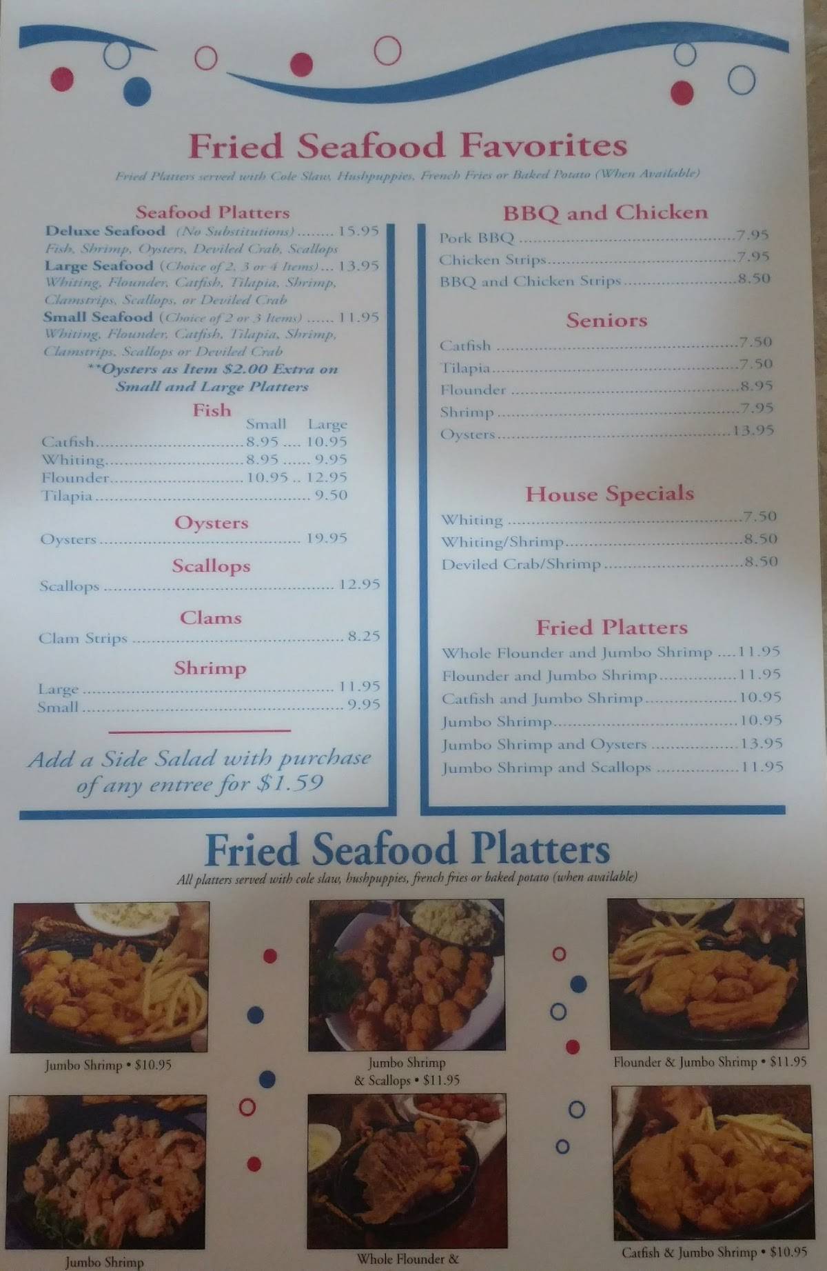 Menu at Hudson Bay Seafood restaurant, Fayetteville, 2816 Ramsey St