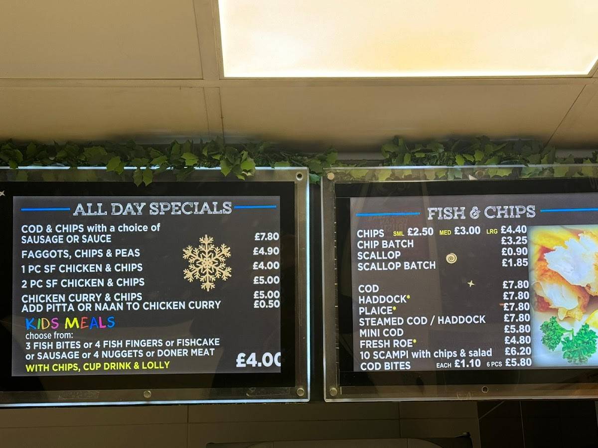 Menu at Fazeley Fish Bar, Tamworth