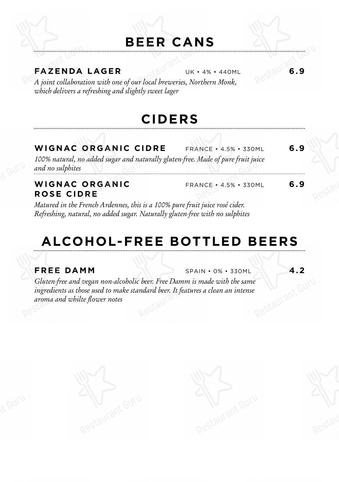 Menu at Fazenda Rodizio Bar & Grill, Edinburgh