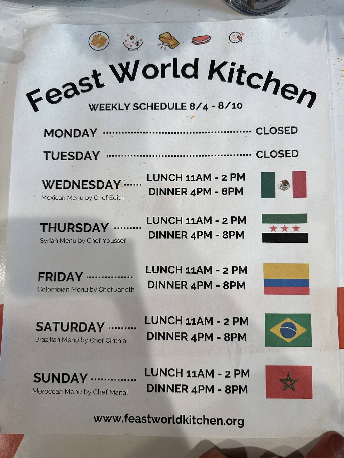 Menu at Feast World Kitchen restaurant, Spokane