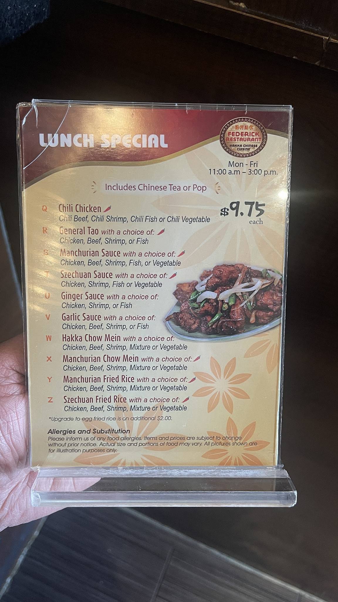 Menu at Federick Restaurant, Toronto, Ellesmere Rd