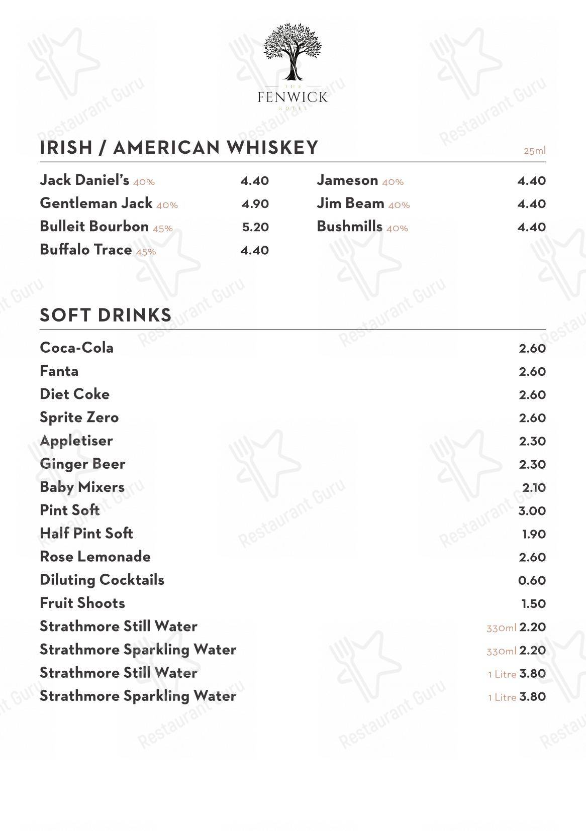 Menu at Fenwick Hotel pub & bar, Fenwick