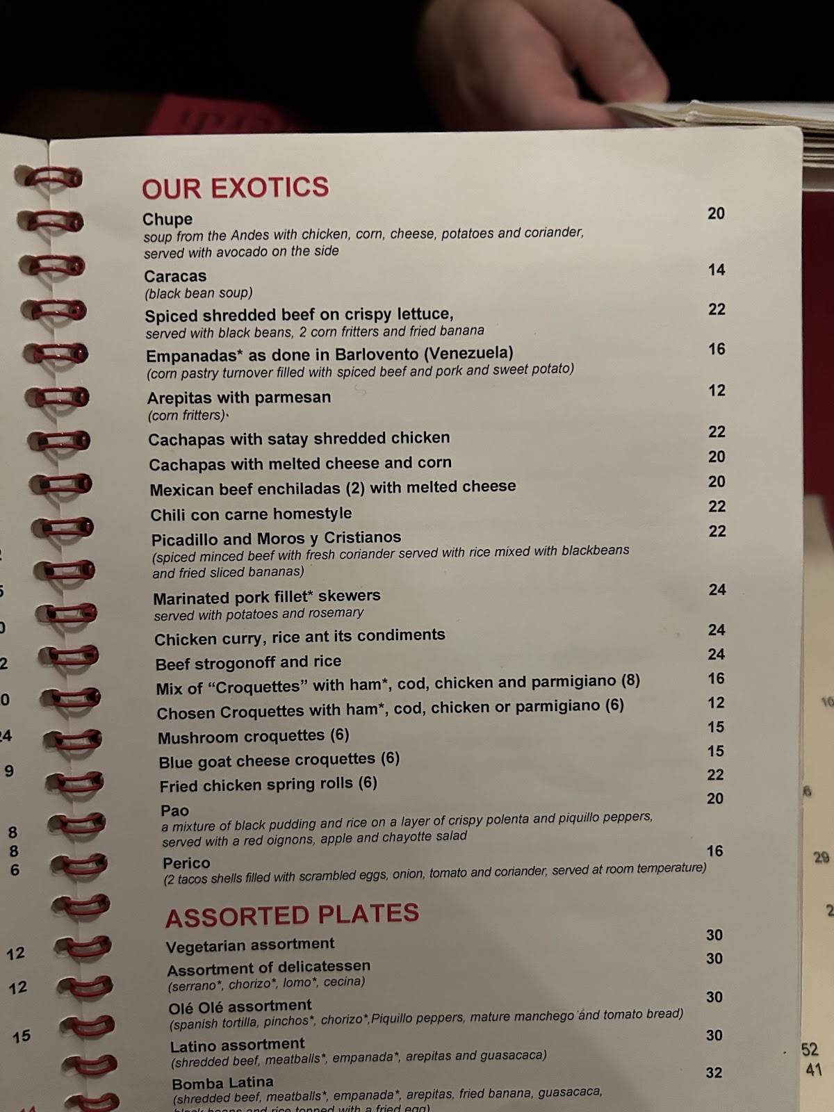 Menu at Ferdi restaurant, Paris