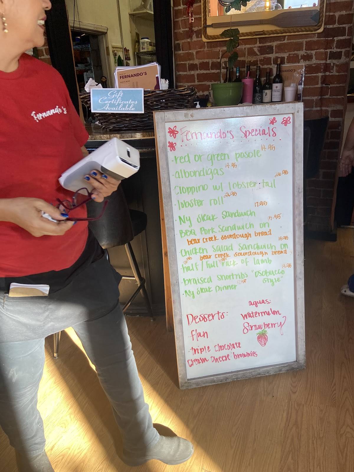 Menu at Fernandos Cali Kitchen restaurant, Yuba City