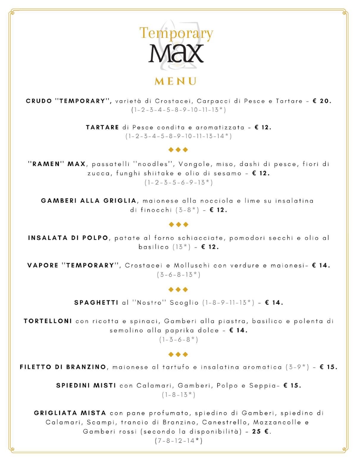 Menu da Antica Trattoria Max ristorante, Ferrara