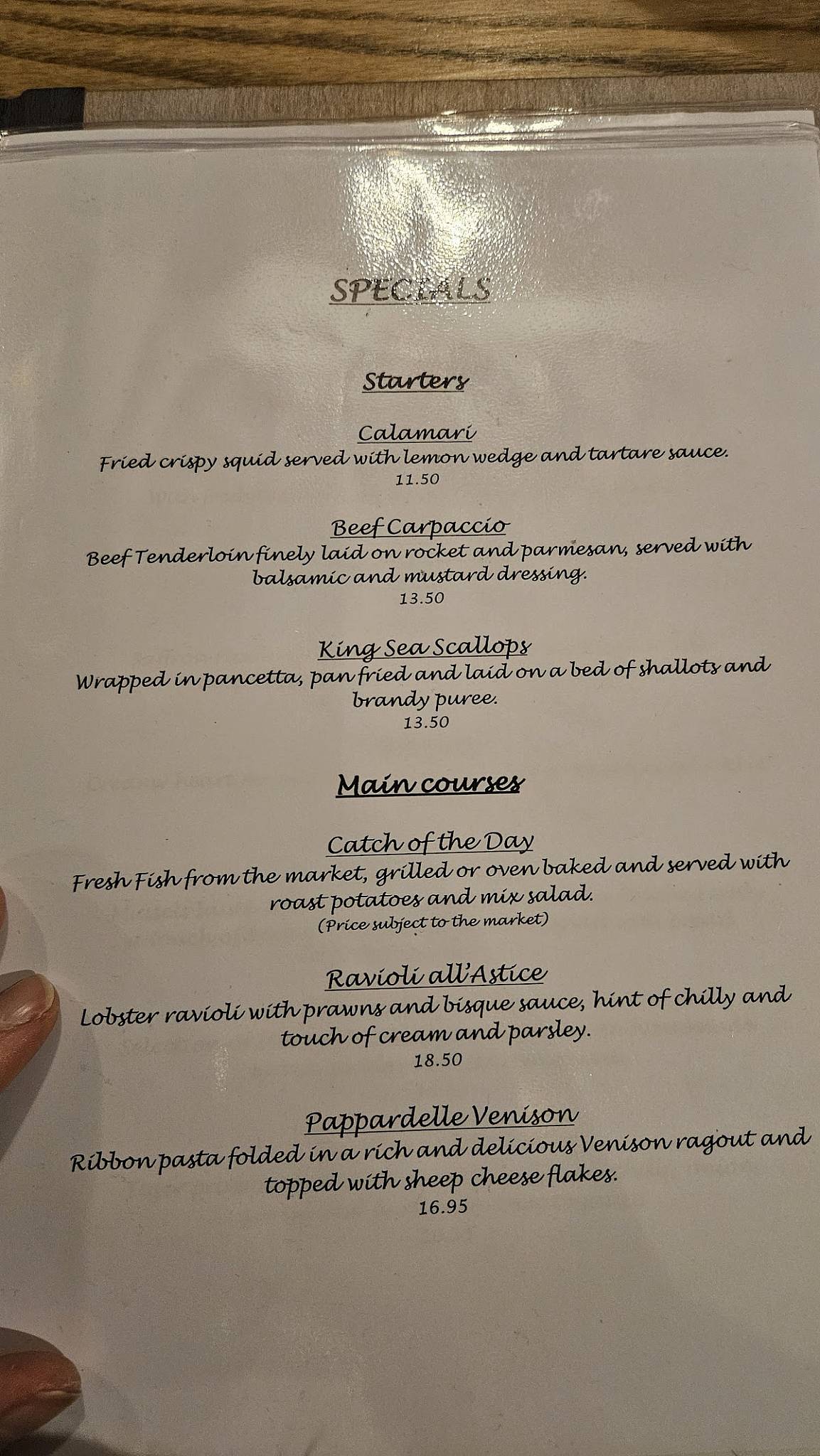 Menu at Ferrari's Trattoria Restaurant, Loughborough