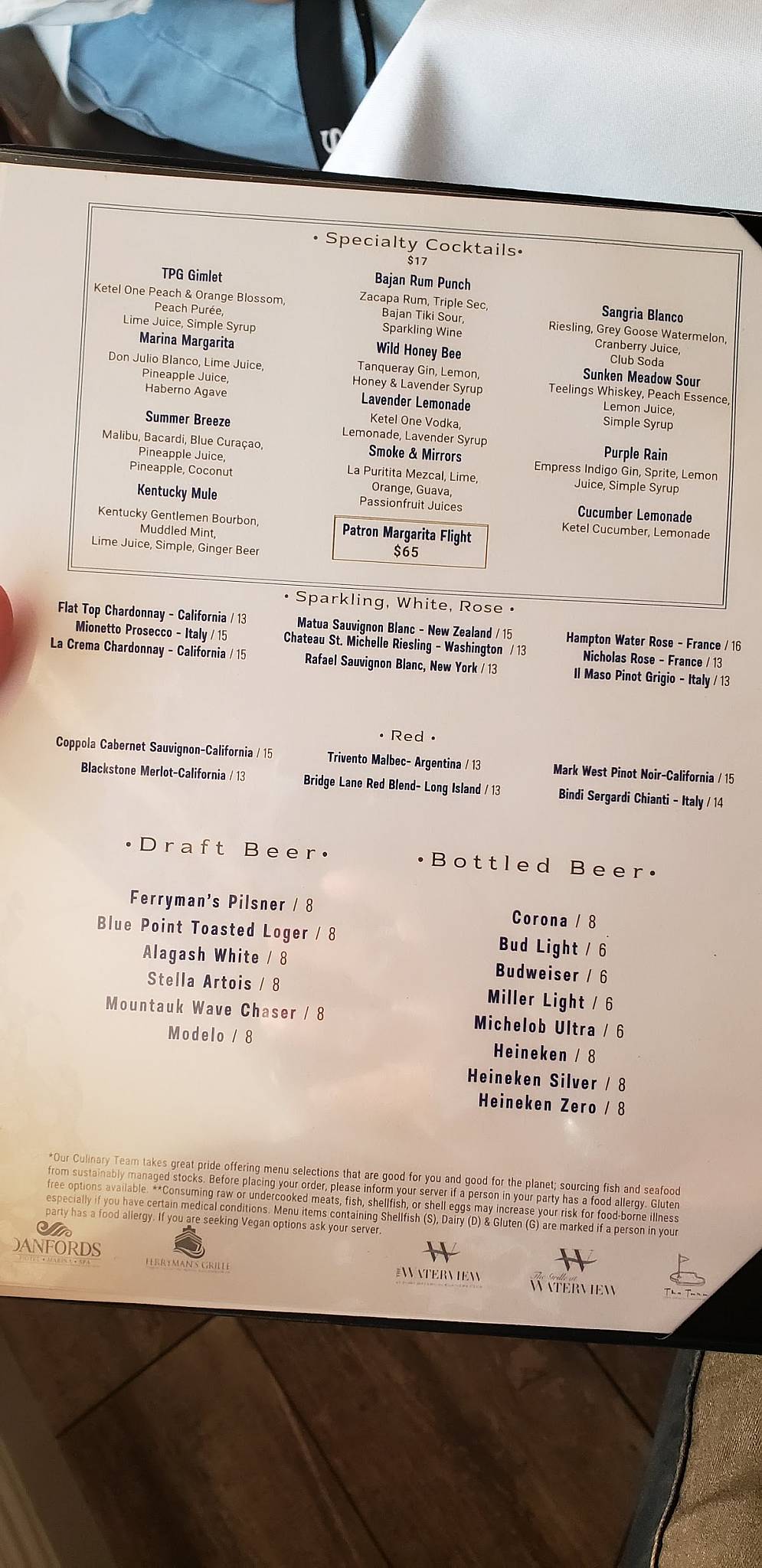 Menu at Ferryman's Grille restaurant, Port Jefferson