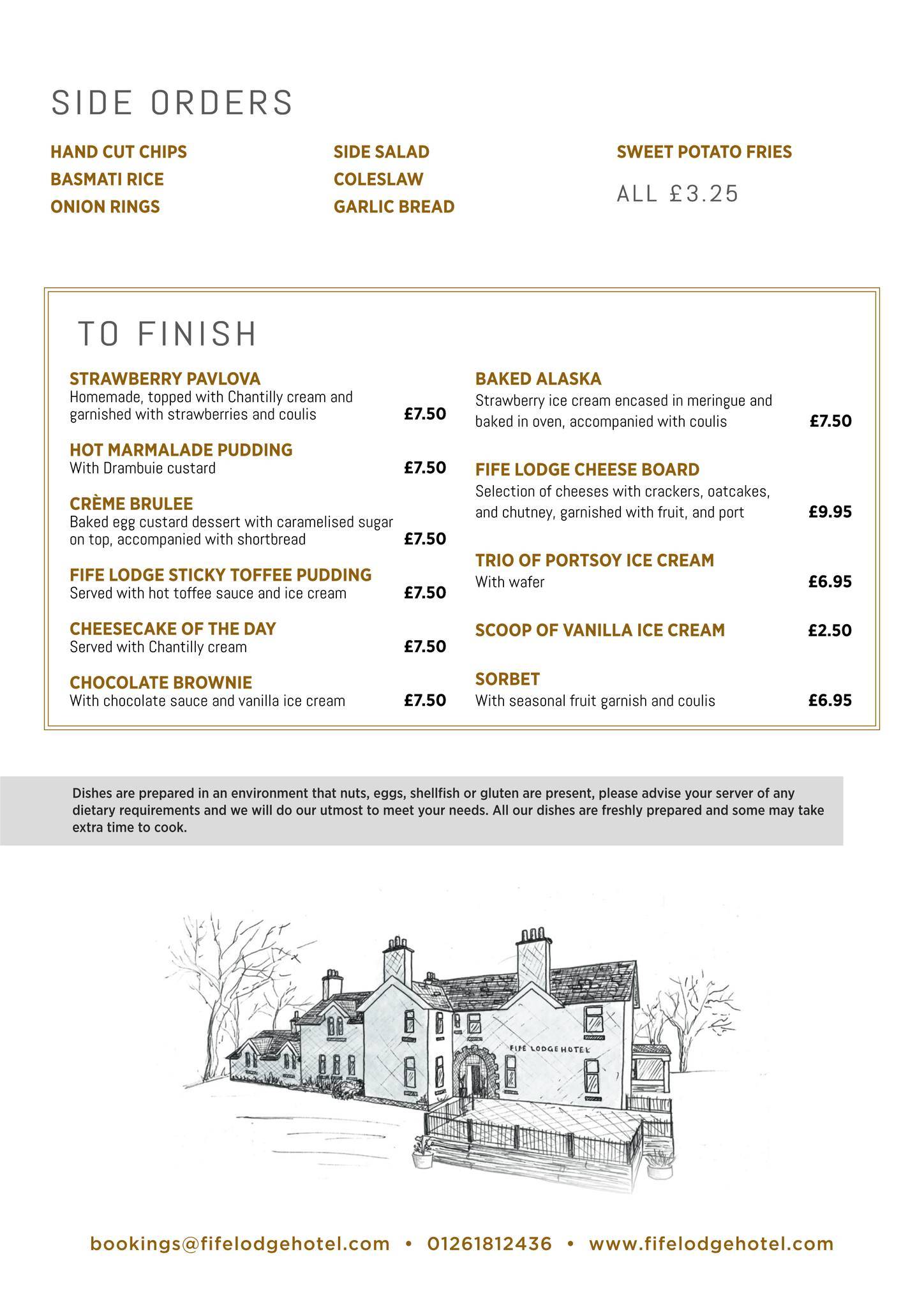 Menu at Fife Lodge Hotel pub & bar, Banff