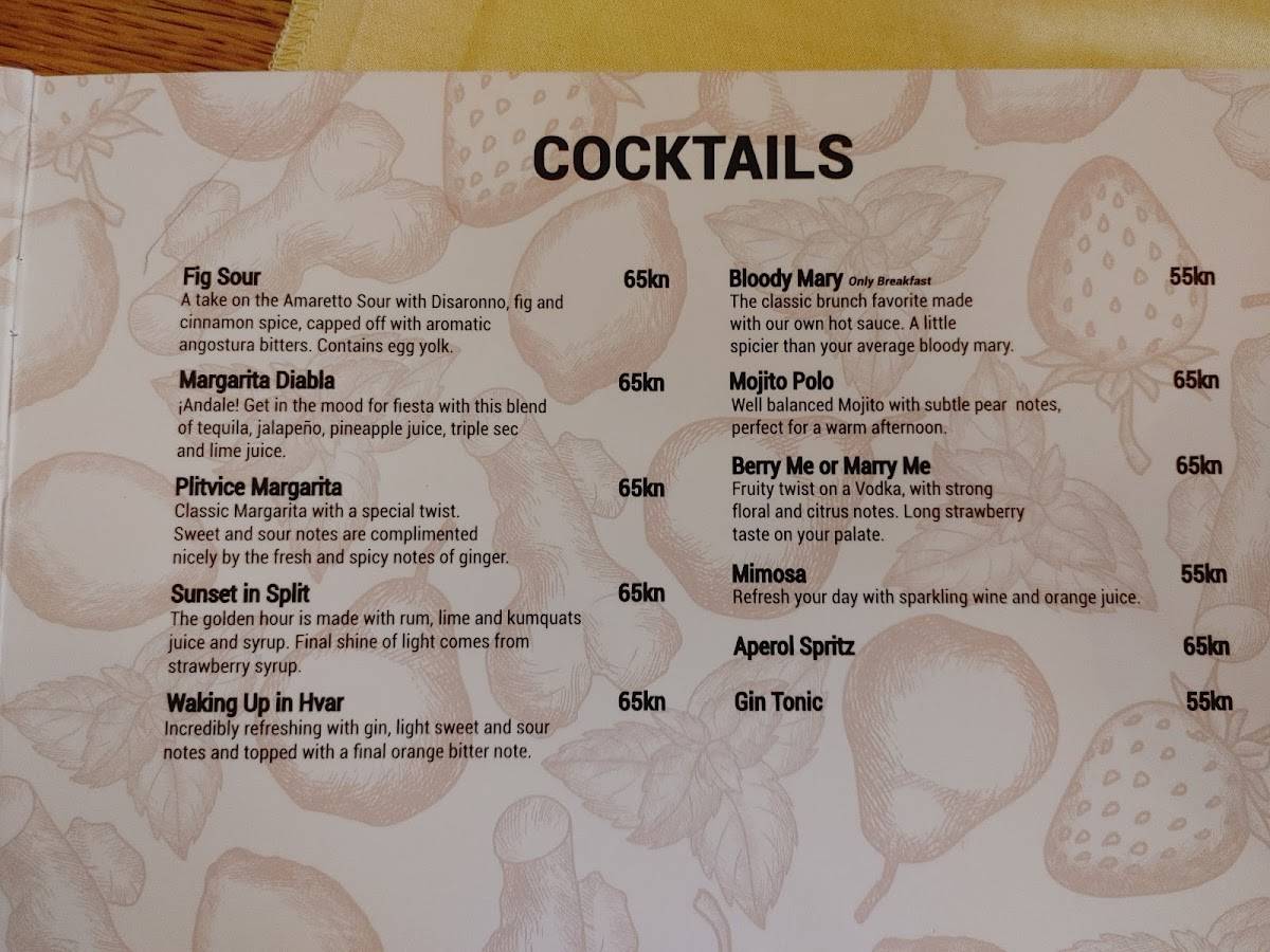 Menu at Fig Split restaurant, Split