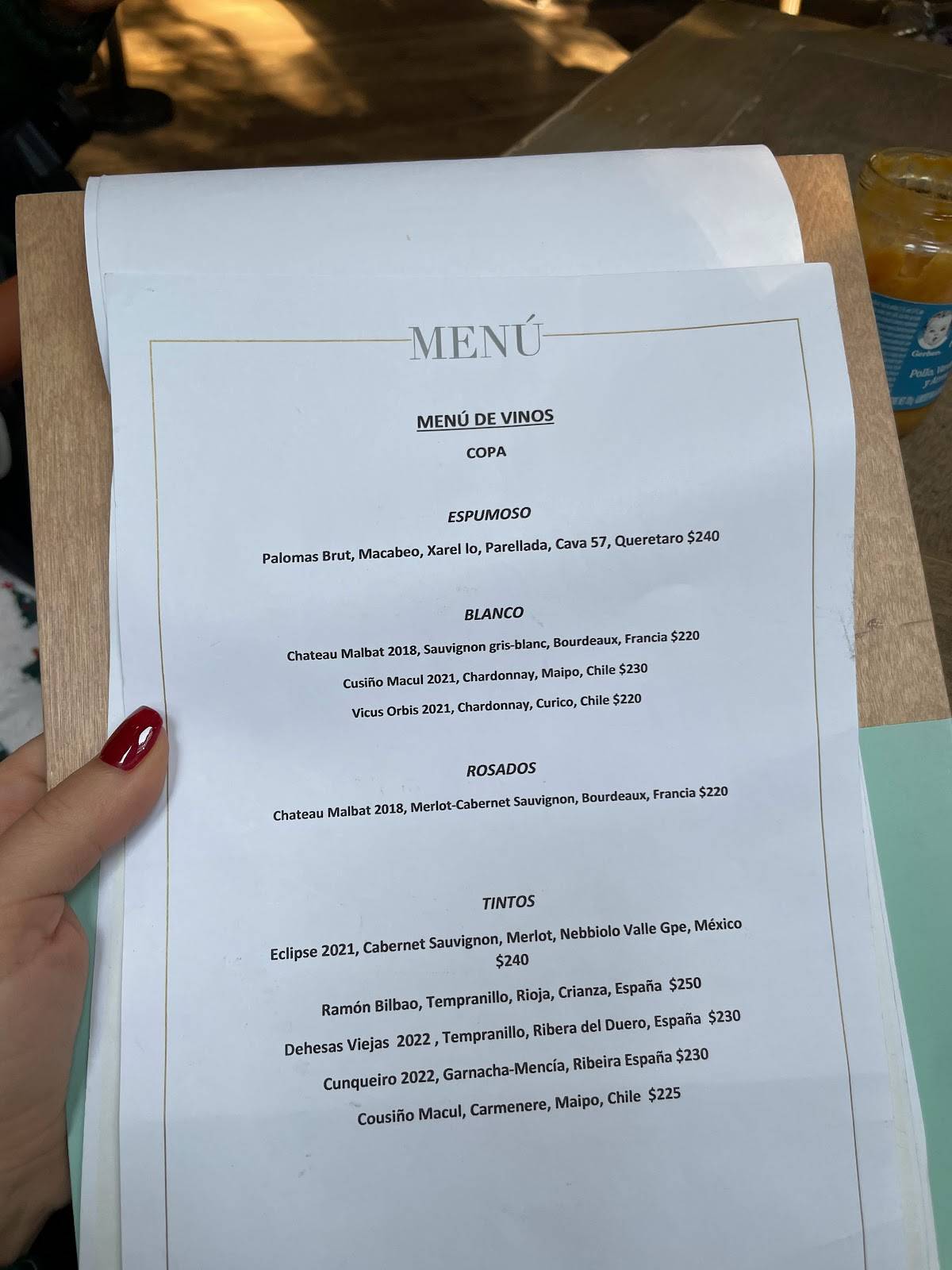 Carta del restaurante Filigrana, Ciudad del México, Av. Veracruz 62