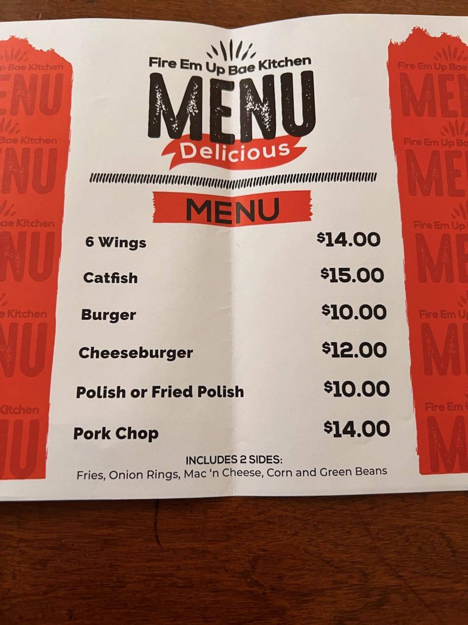 Menu at Fire Em Up Bae Kitchen( Rodney kitchen) restaurant, Waterloo