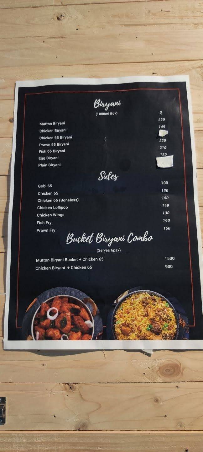 Menu at Firewood Biryani, Chennai