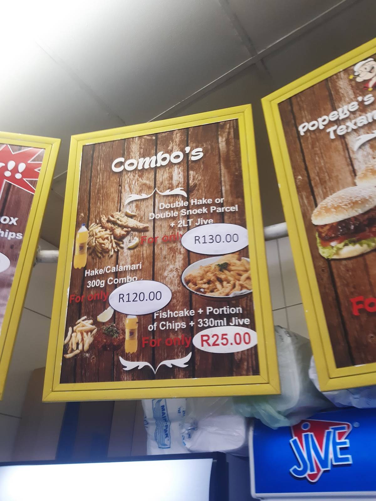 Menu at Fishermans inn restaurant, Paarl