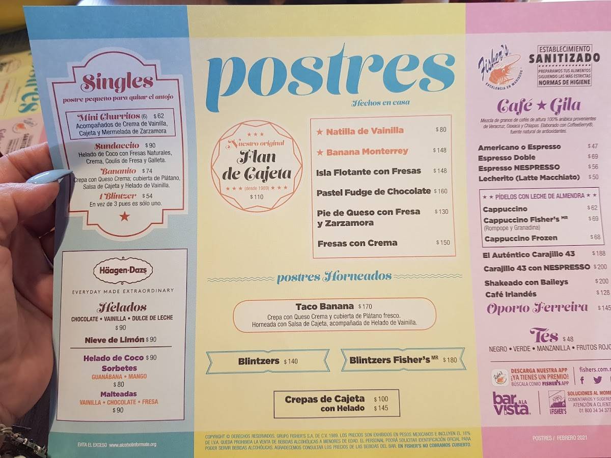 Carta del restaurante Fisher's Acoxpa, Ciudad del México, Calzada ...