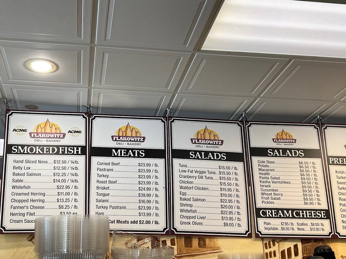 Menu at Flakowitz of Boynton restaurant, Delray Beach