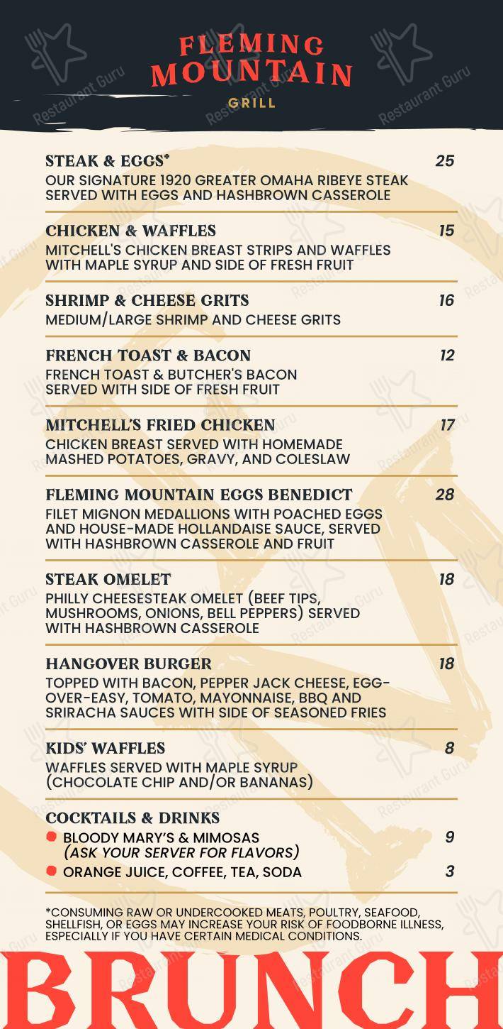 Menu at Fleming Mountain Grill steakhouse, Lynchburg