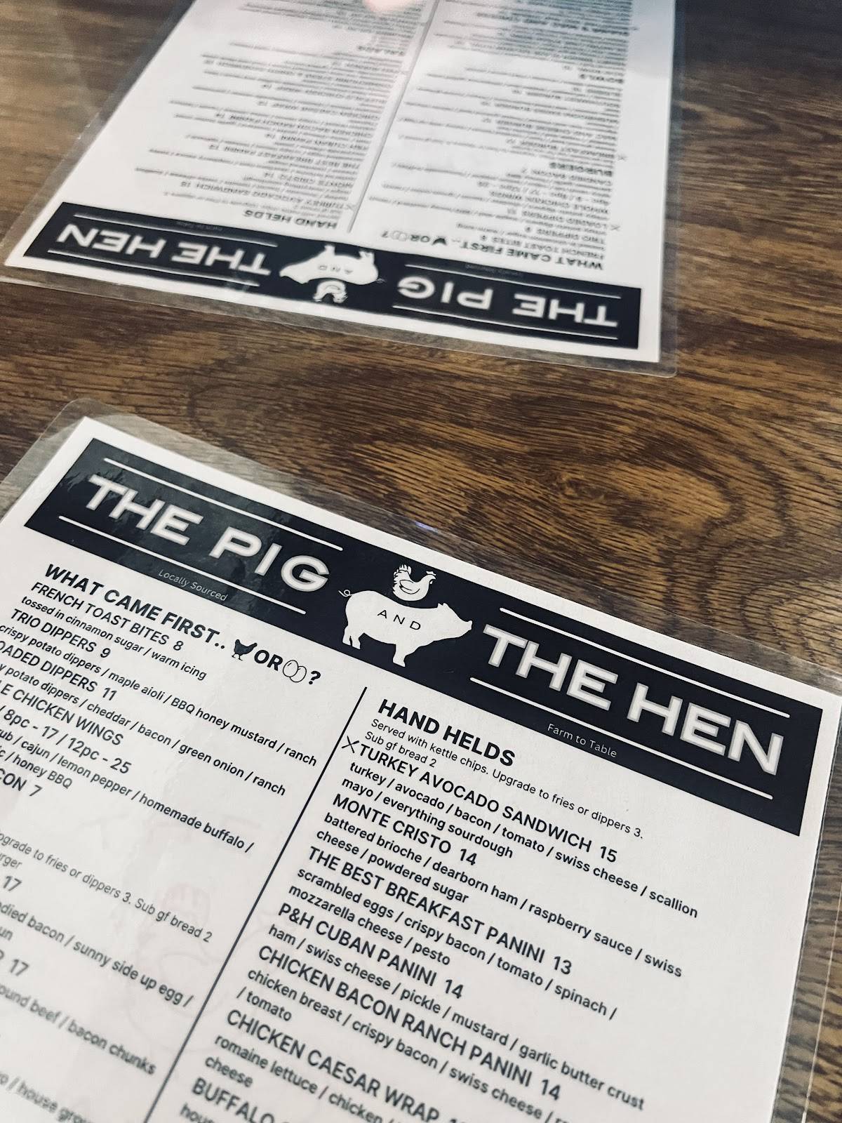 Menu at The Pig and The Hen restaurant, Flint