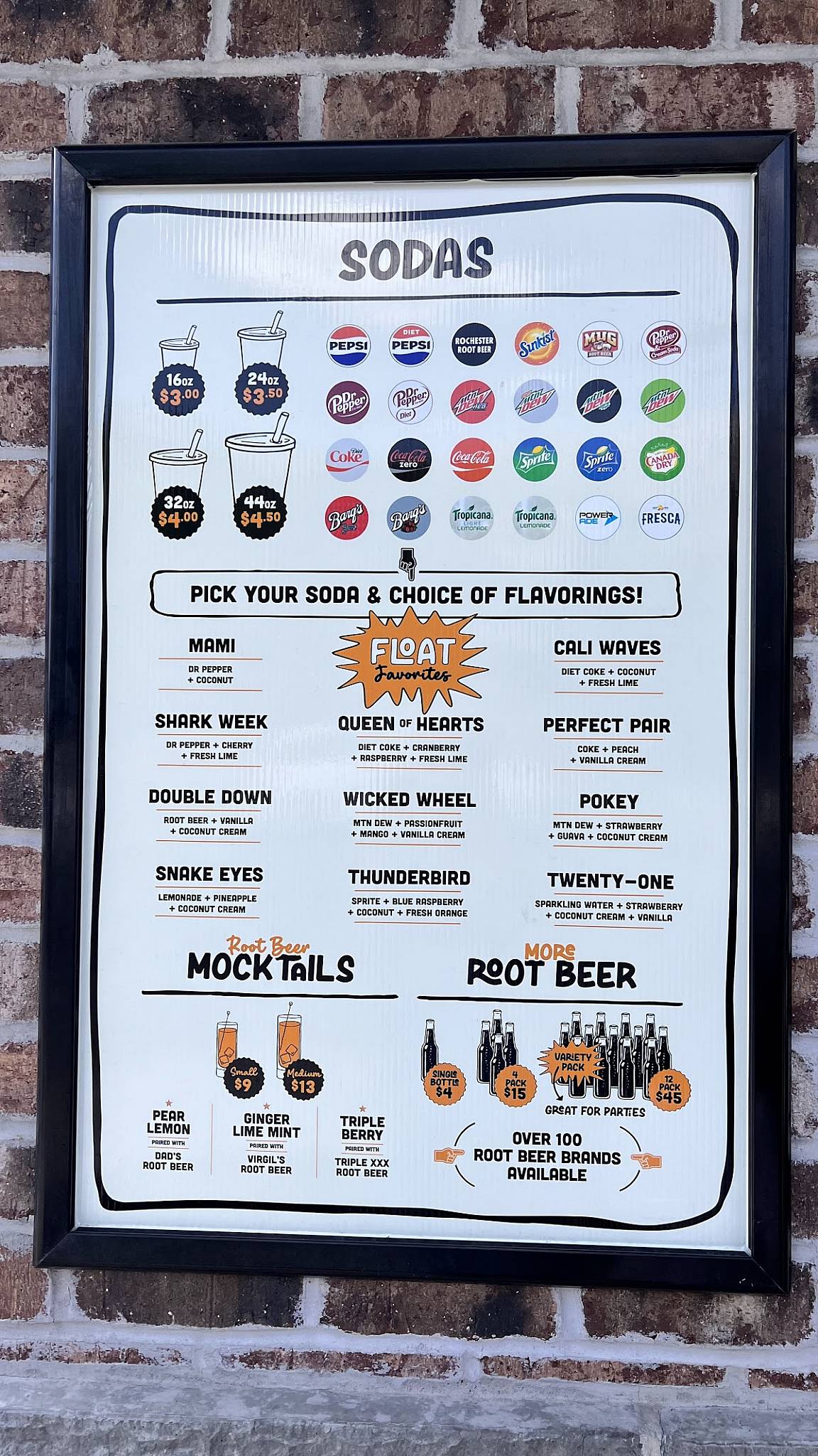 Menu at Float desserts, Provo