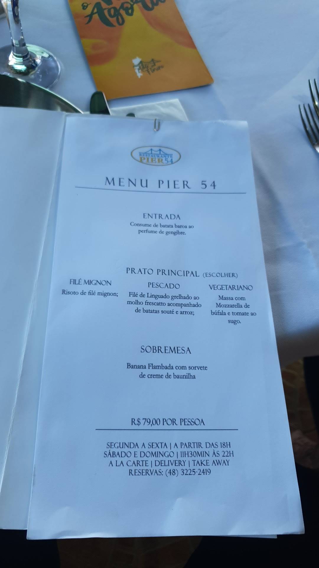 Menu em Restaurante Pier 54, Florianópolis, Osvaldo Rodrigues Cabral
