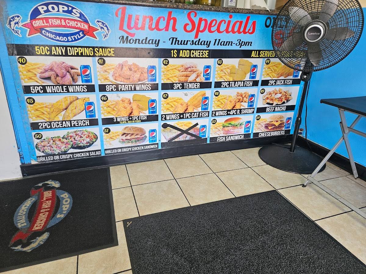 Menu at Pop's Grill, Fish & Chicken restaurant, Florissant
