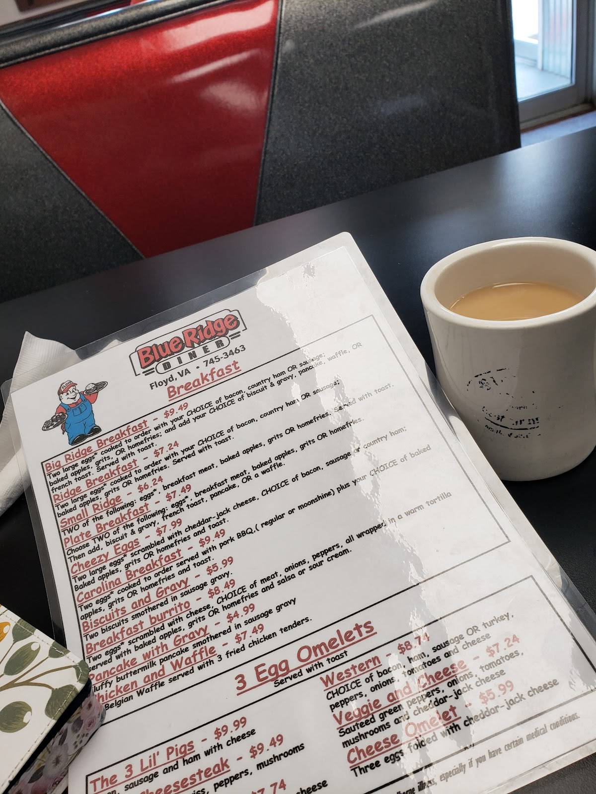 Menu at Blue Ridge Diner cafe, Floyd, 113 E Main St