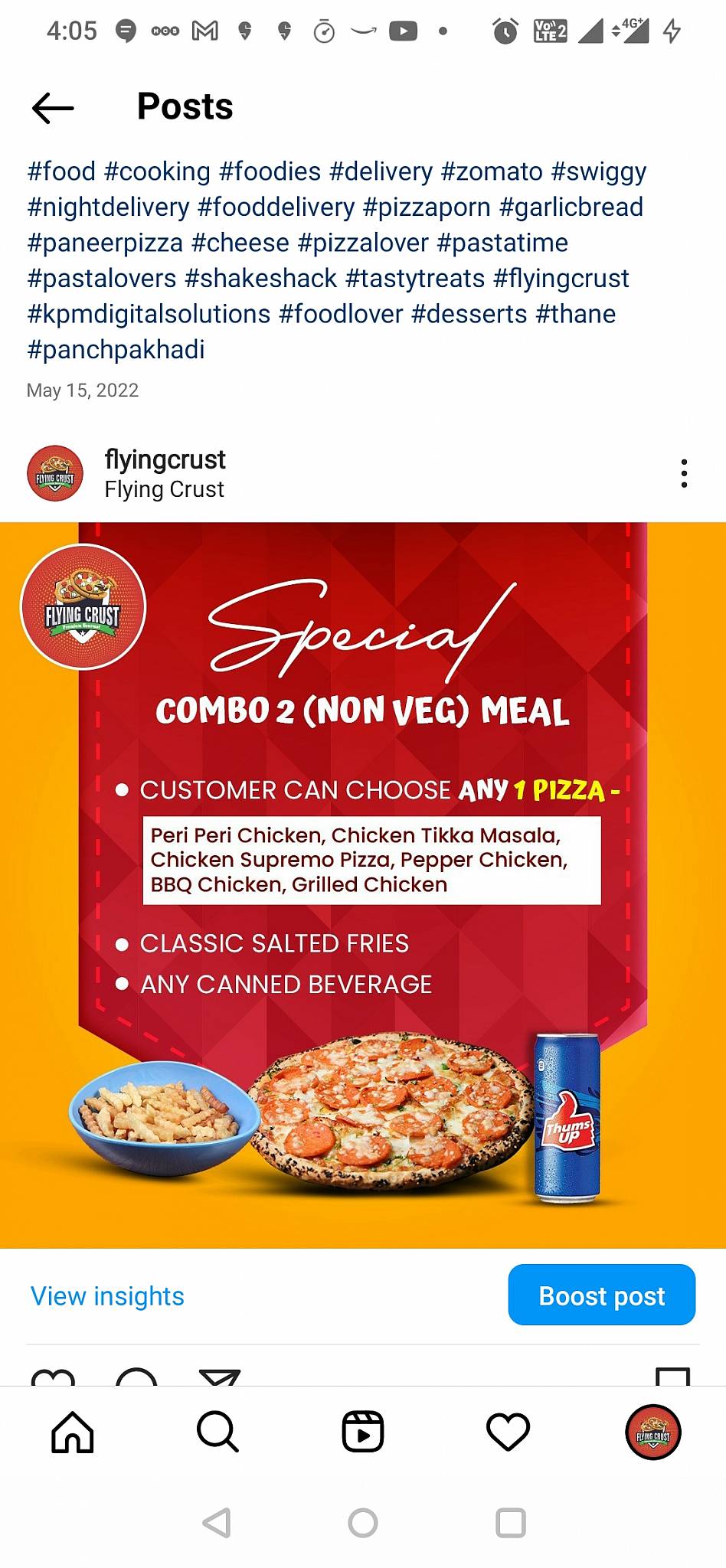 Menu at Flying Crust, Thane