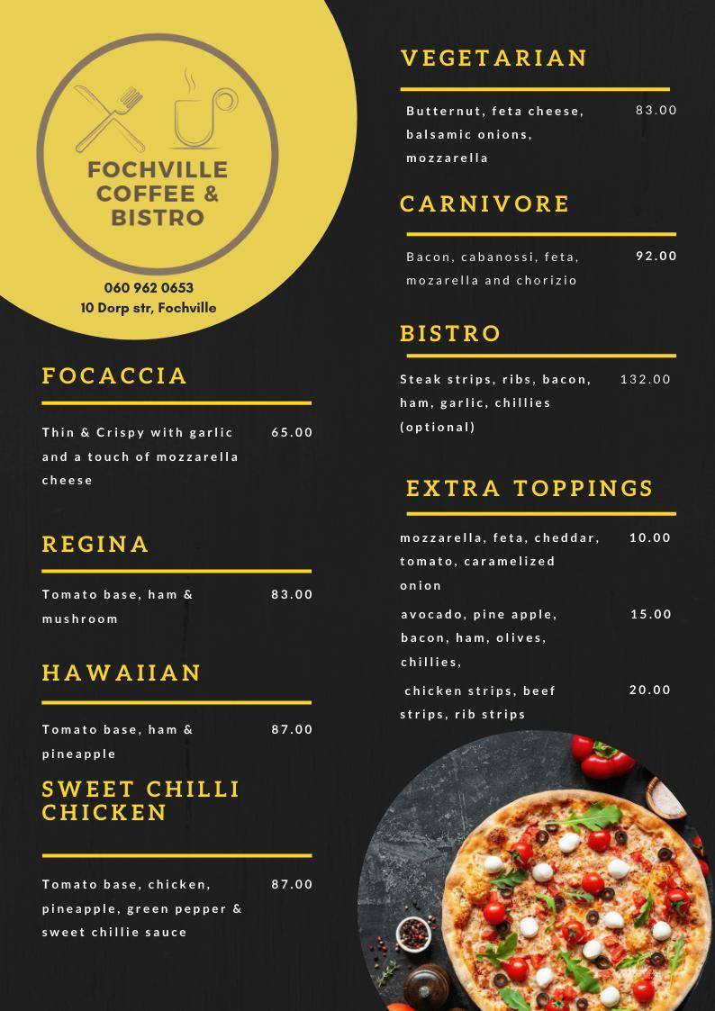 Menu at Fochville Coffee & Bistro restaurant, Fochville