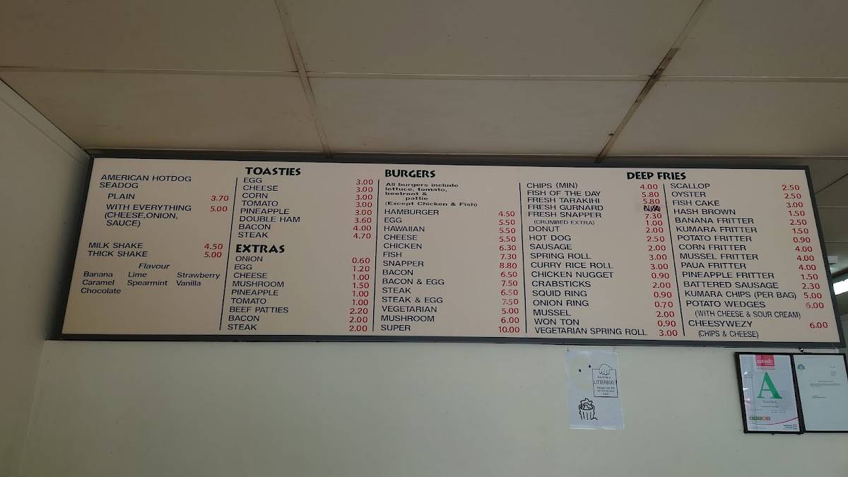 Menu at Focus On Fish restaurant, Auckland