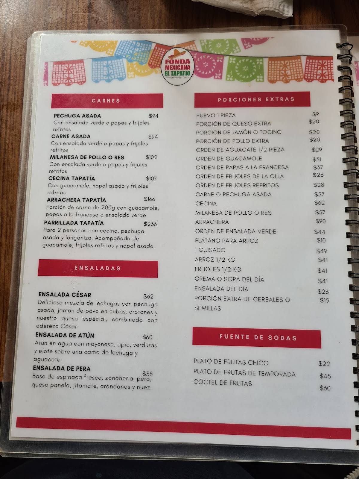Carta del restaurante Fonda Mexicana El Tapatío, Chalco del Díaz ...