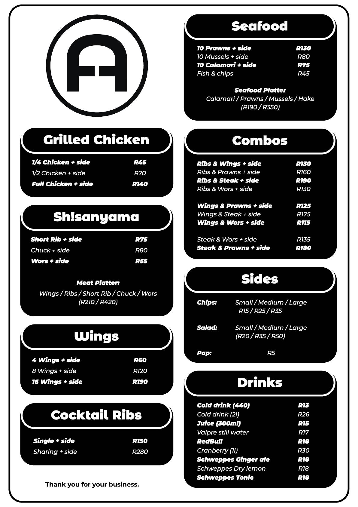 Menu at Food AF Katlehong restaurant, Katlehong