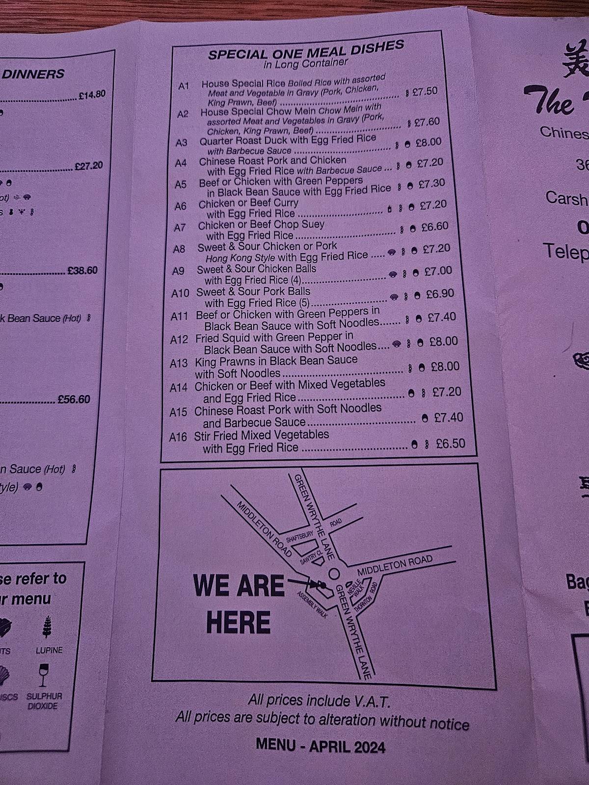 Menu at Food Angels Chinese Takeaway fast food, Carshalton, 360 ...