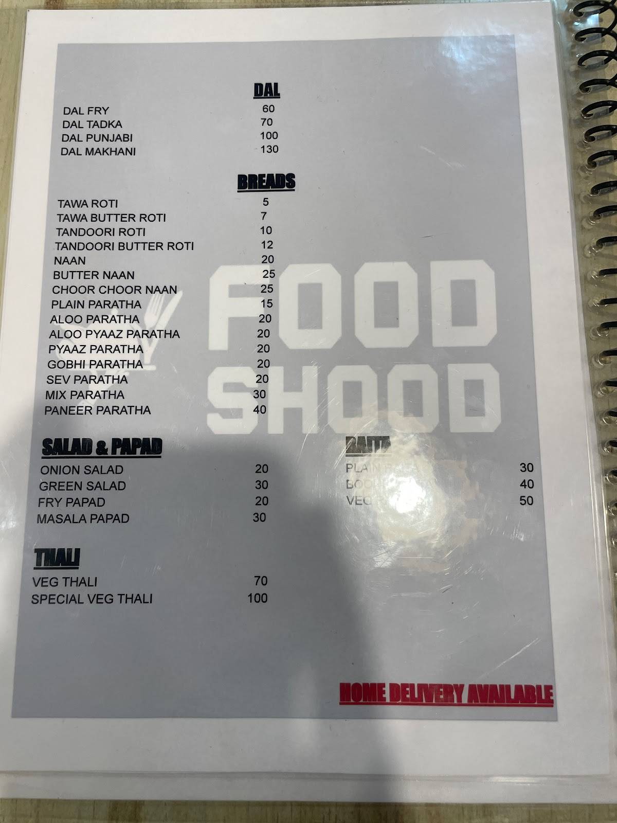 Menu at Food Shood Veg & non veg restaurant, Indore