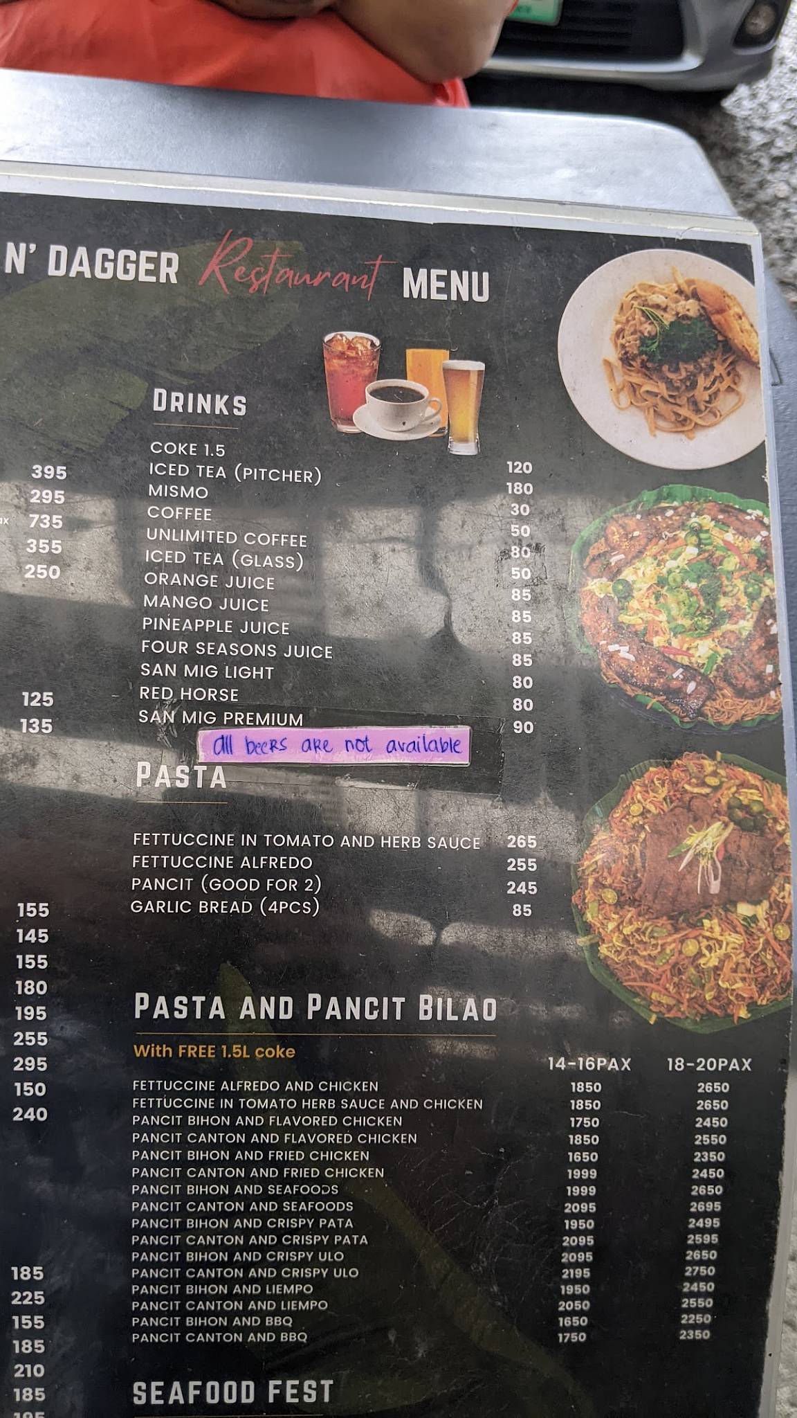 Menu at Fork N' Dagger restaurant, Baguio