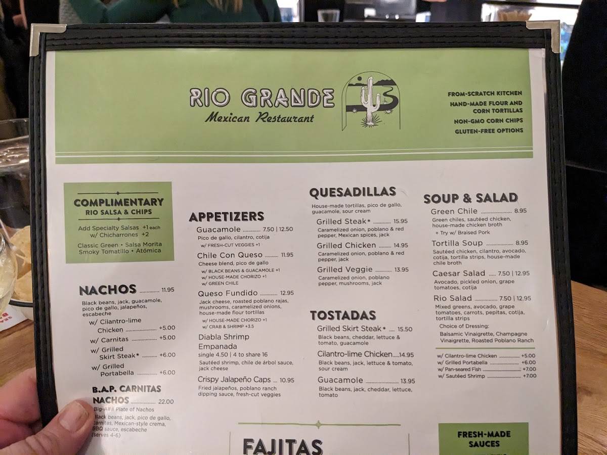 Menu at Rio Grande Mexican Restaurant, Fort Collins, 143 W Mountain Ave