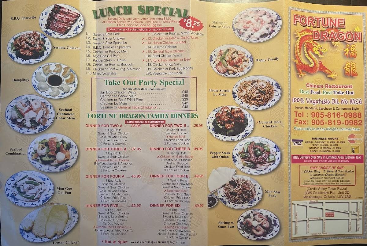 Menu at Fortune Dragon Chinese Restaurant, Mississauga
