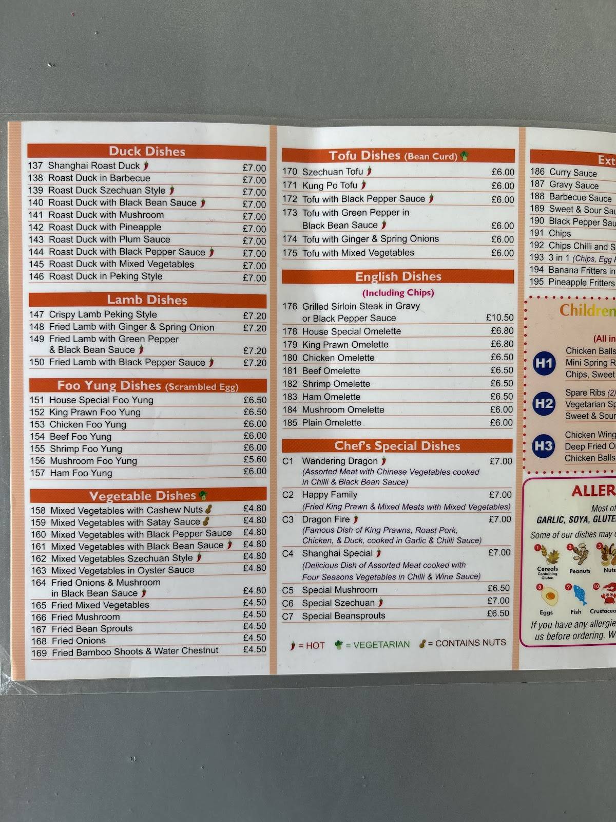 Menu at Fown Lin fast food, Burntwood